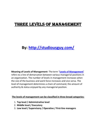 Three levels of management | PDF