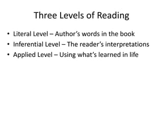 Three levels of reading | PPTX