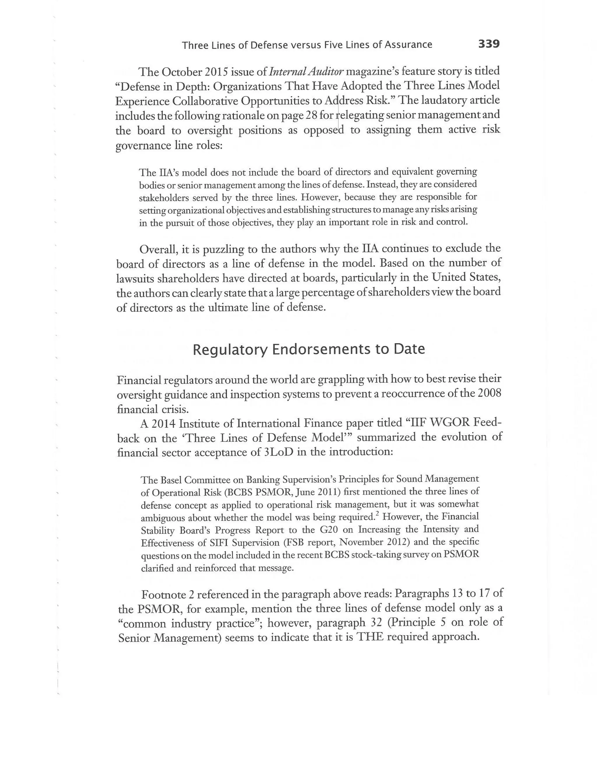 Three lines of defense versus five lines of assurance | PDF | Business ...