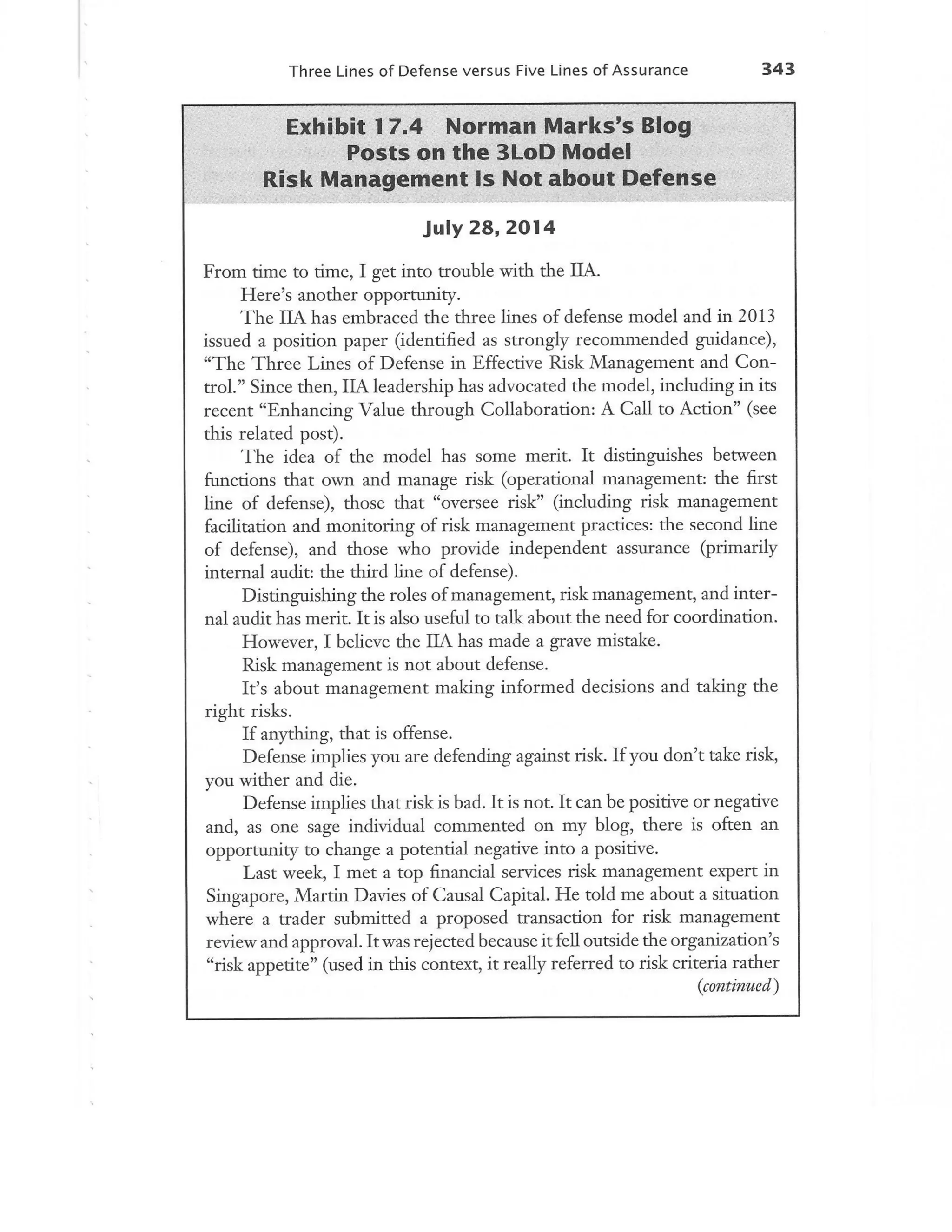 Three lines of defense versus five lines of assurance | PDF | Business ...