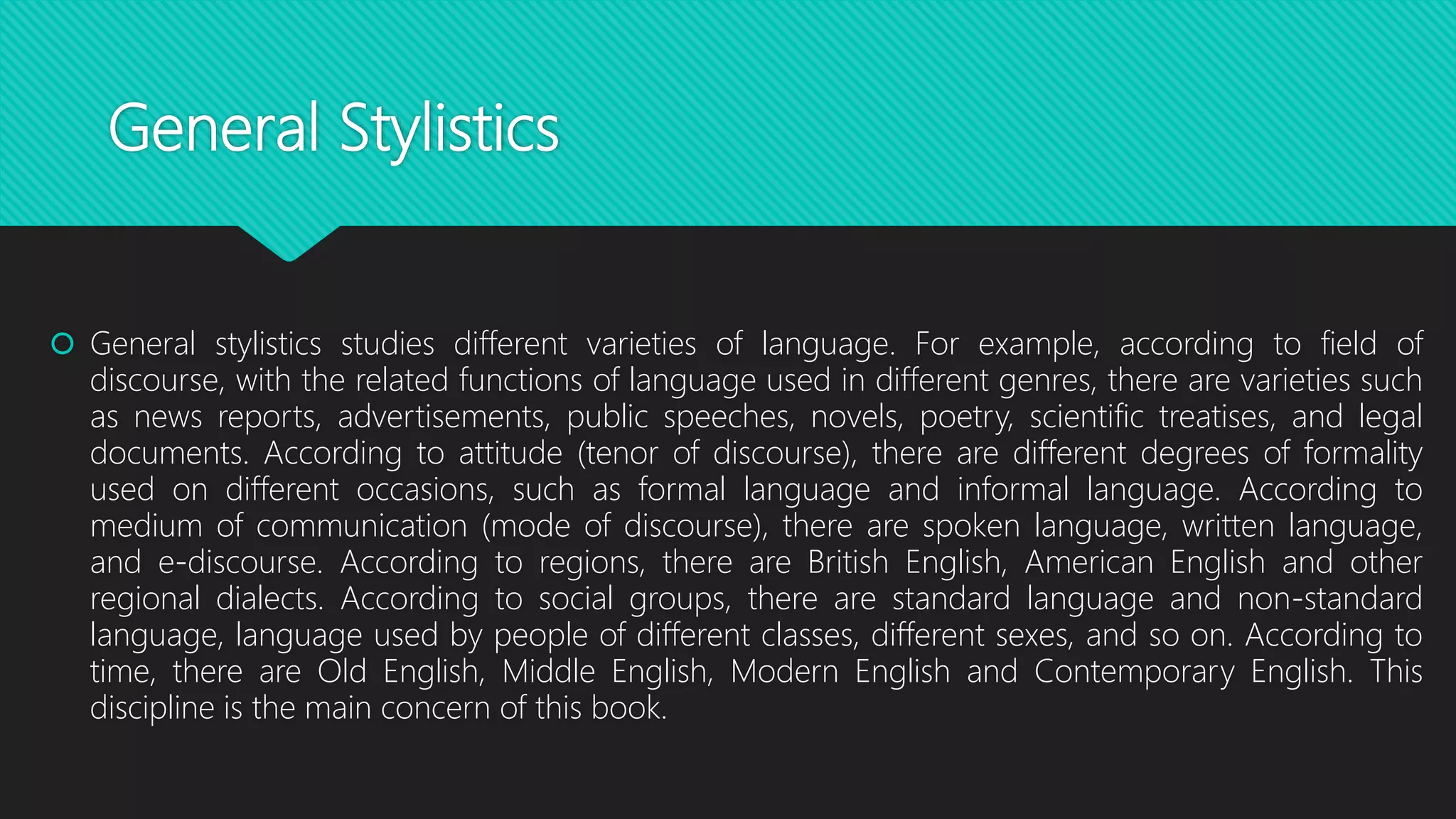 Three main aspects of stylistics | PPTX