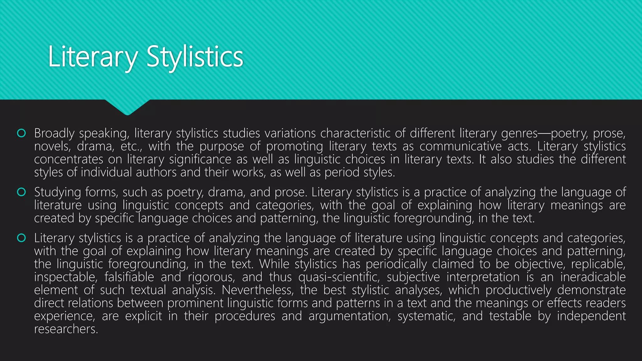 Three main aspects of stylistics | PPTX