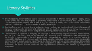 Three main aspects of stylistics | PPTX