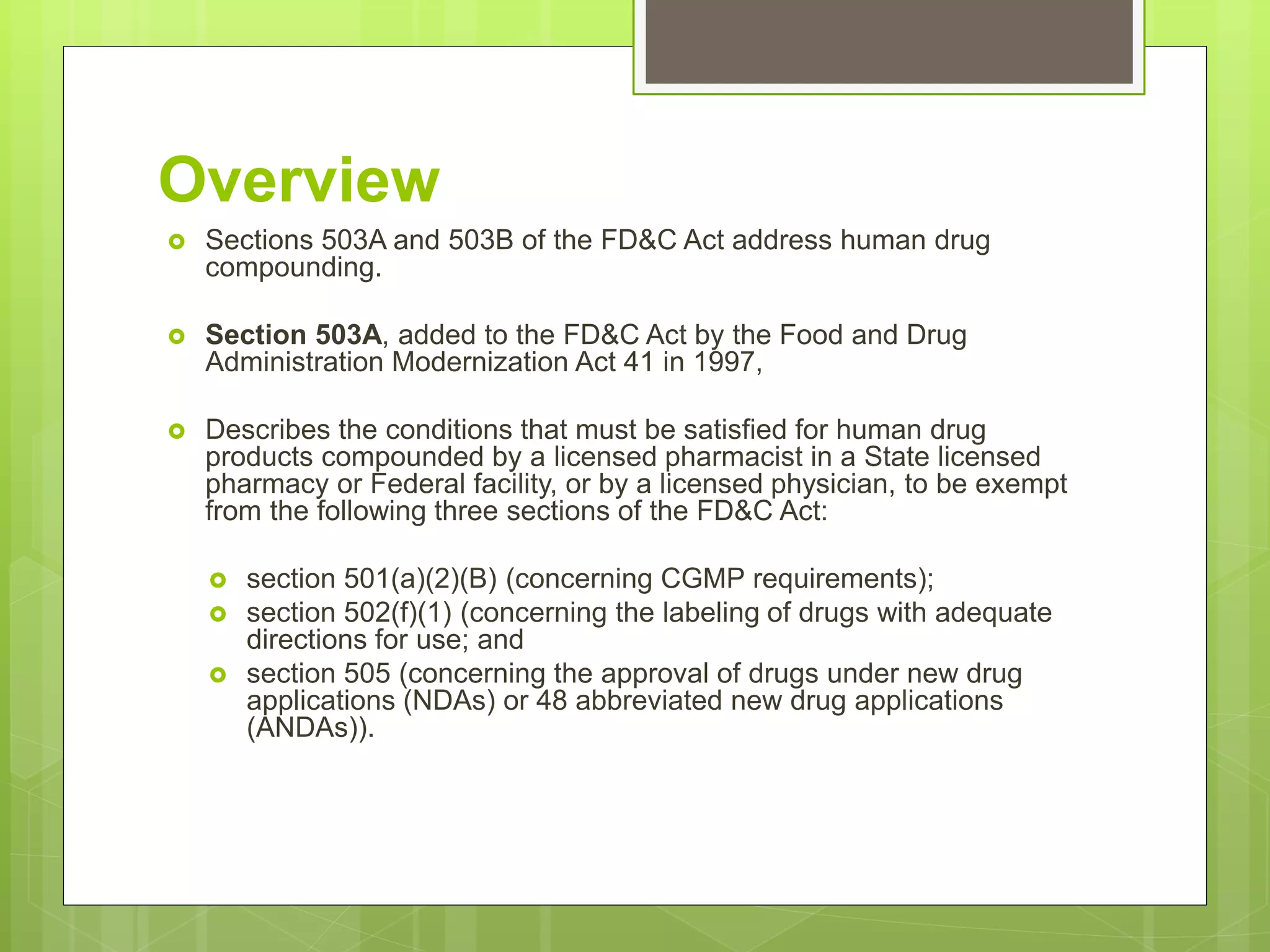 Three New draft guidances related to compounding of human drugs | PPTX ...