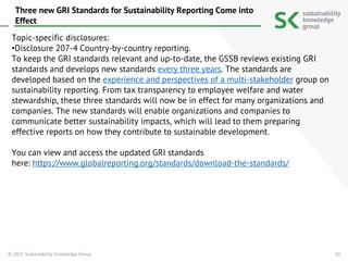 Three new GRI Standards for Sustainability Reporting Come into Effect | PDF