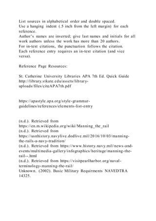 Three Part Outline The History of the Manning the Rails I. Intr | DOCX