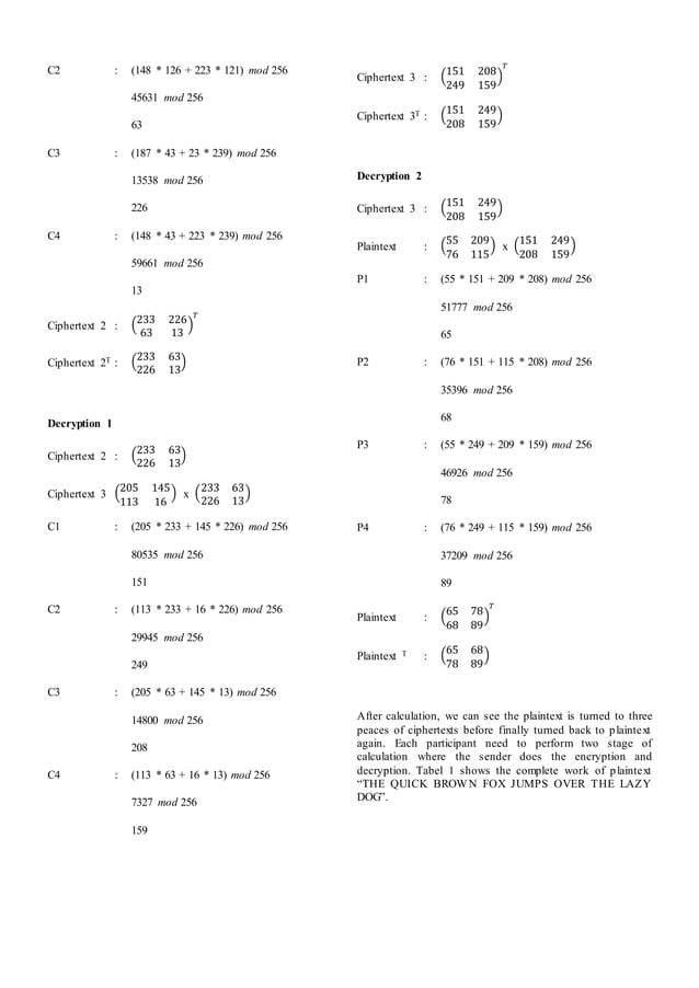 Three Pass Protocol Concept In Hill Cipher Encryption Technique Pdf