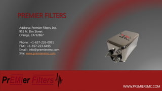 Three phase emi filters by premier filters | PPTX