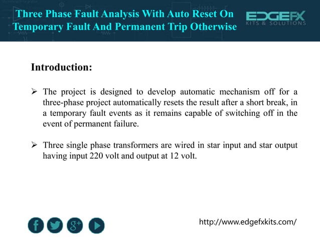 Three Phase Fault Analysis With Auto Reset On Temporary Fault And Permanent Trip Ppt