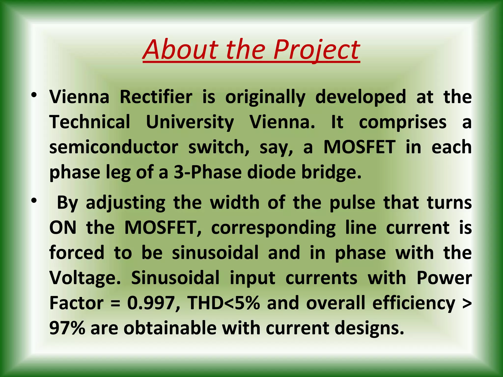 Three phase power factor improvement using Vienna Rectifier | PPT