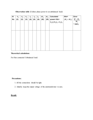 Three phase power measurement | DOCX