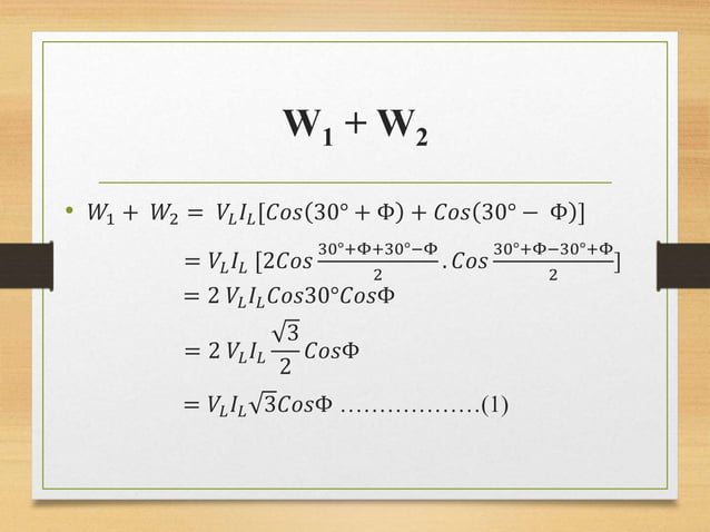 Three phase power measurement using 2 wattmeter | PPTX