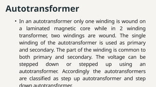 Three Phase Transformer-1 and Autotransformer | PPTX