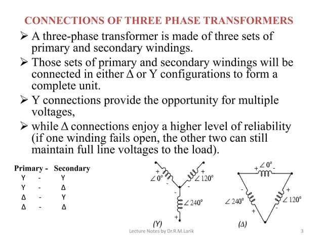 Three phase transformer ( vector groups)