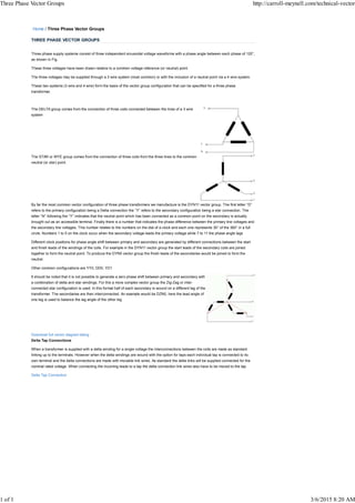 Three phase vector groups | PDF