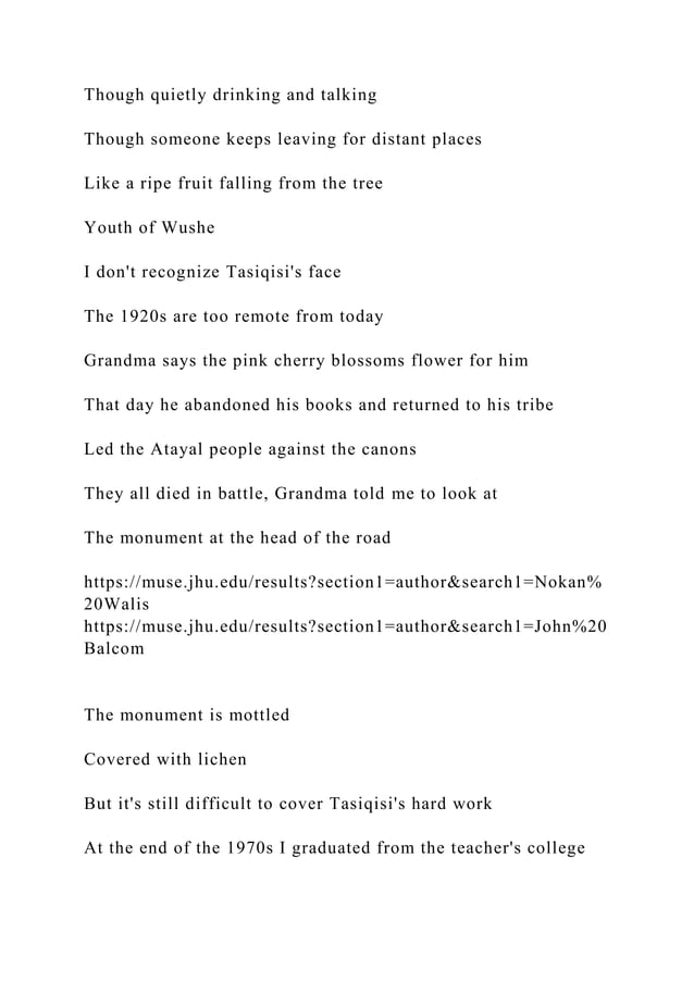 Three Poems Nokan Walis, John Balcom Duckweed More.docx