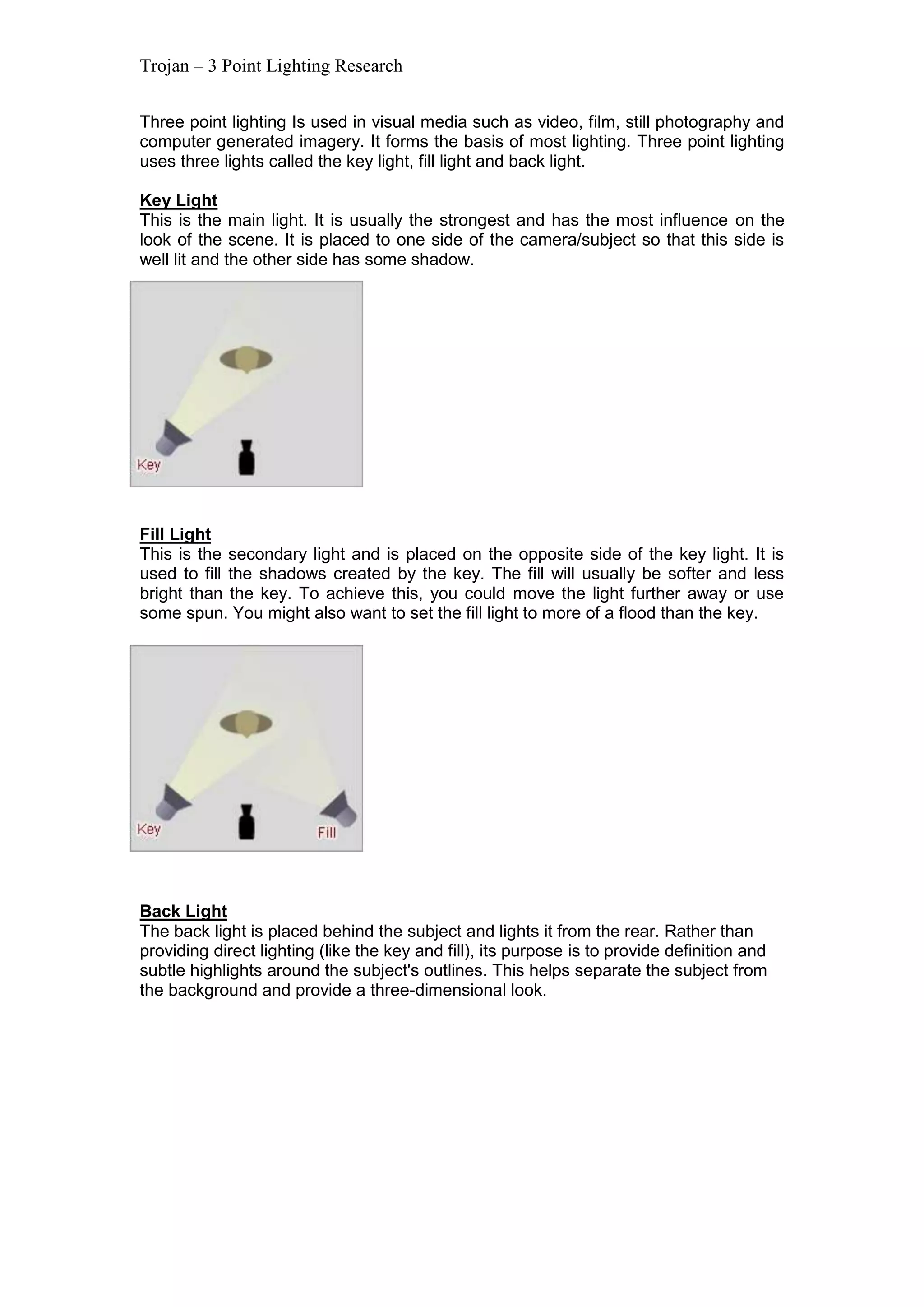 Three point lighting | DOCX