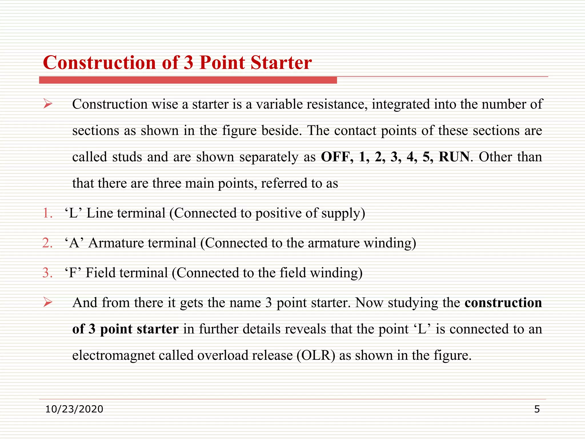 Three Point Starter: Diagram and Working Principle | PDF