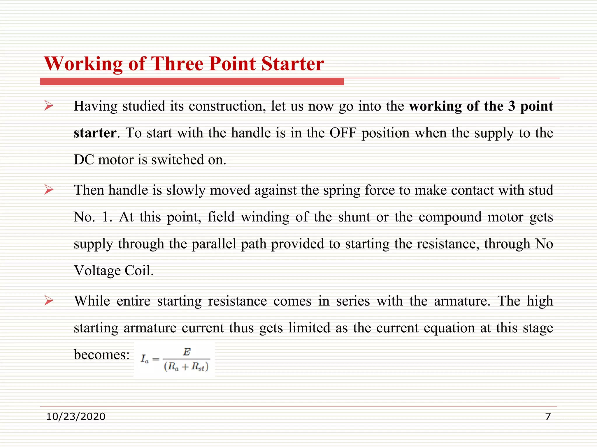 Three Point Starter: Diagram and Working Principle | PDF