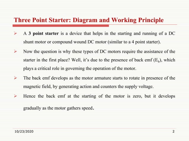 Three Point Starter: Diagram and Working Principle | PDF | Physics | Science