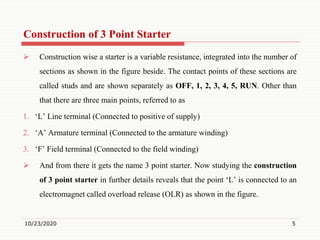 Three Point Starter: Diagram and Working Principle | PDF