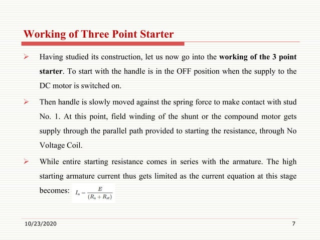 Three Point Starter: Diagram and Working Principle | PDF | Physics ...