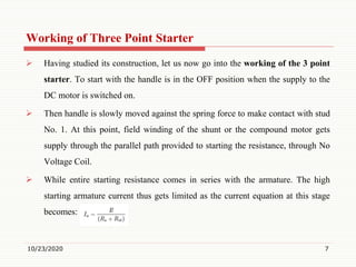 Three Point Starter: Diagram and Working Principle | PPT