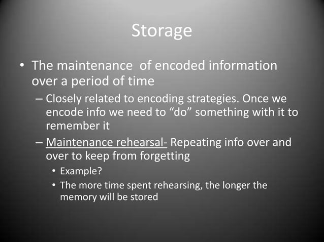 Three processes of memory | PPTX | Data Storage and Warehousing | Computing