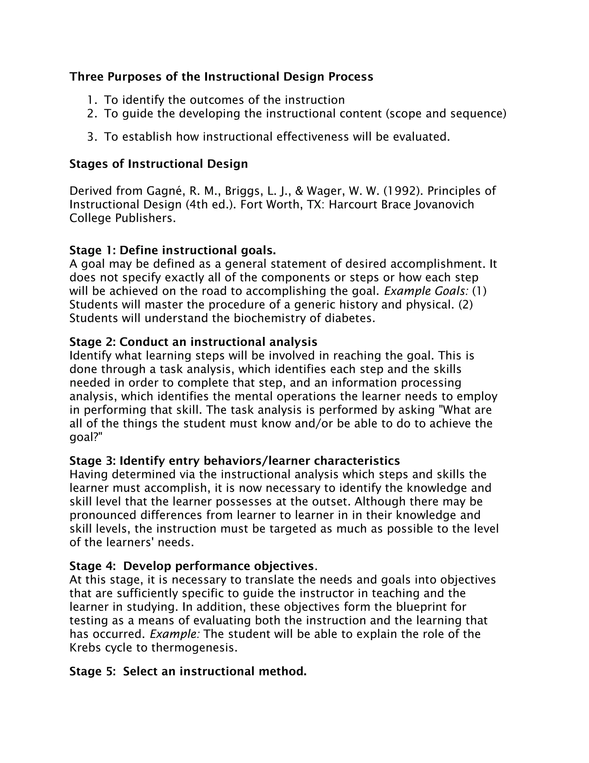 Three Purposes of the Instructional Design Process | DOC