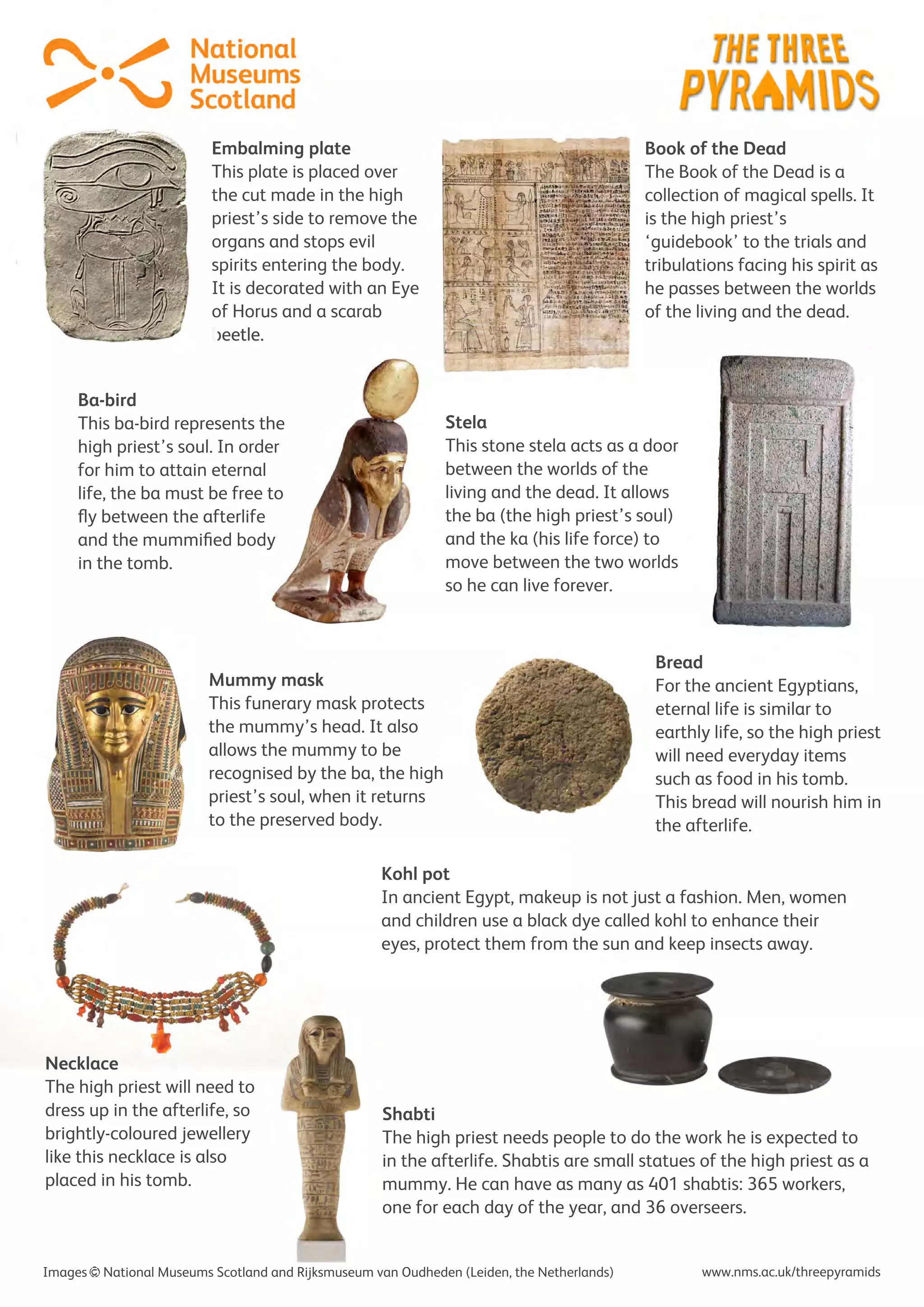 1st year of ESO. Egypt.Mummification process sheet from the National ...