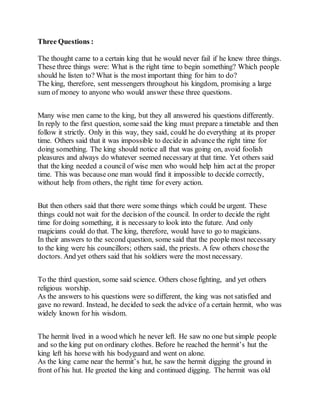 Three questions | PDF