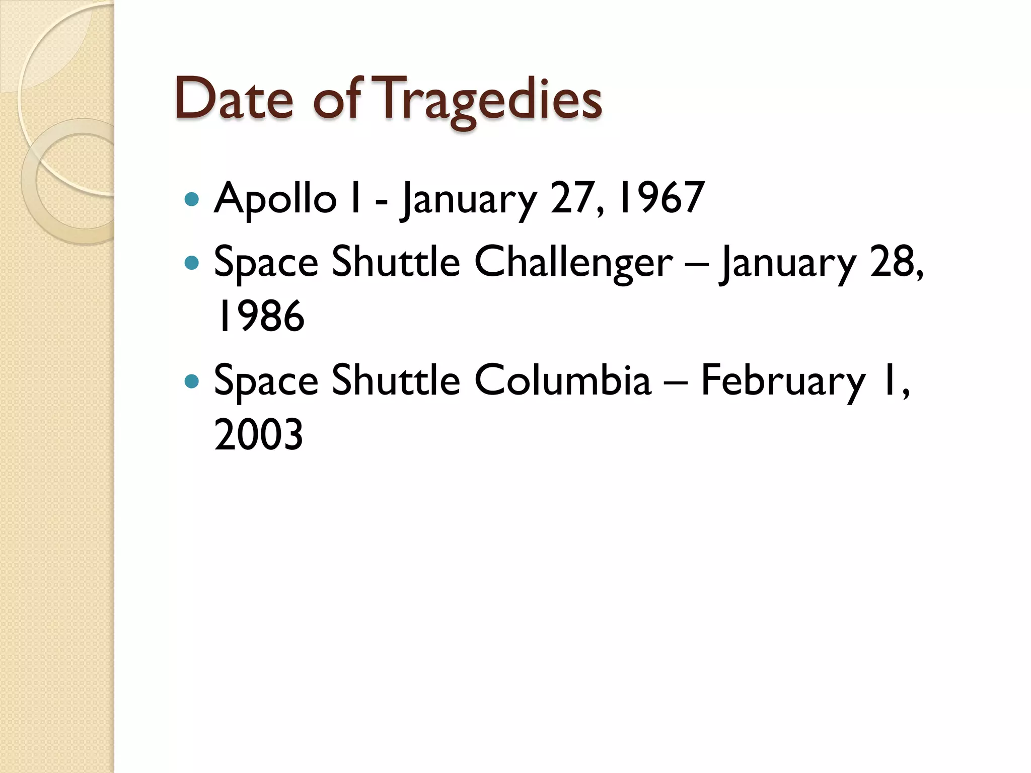 Three space tragedies | PDF