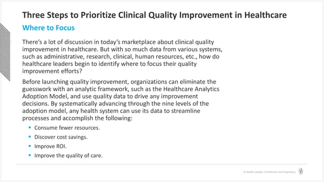Three Steps to Prioritize Clinical Quality Improvement in Healthcare | PPT