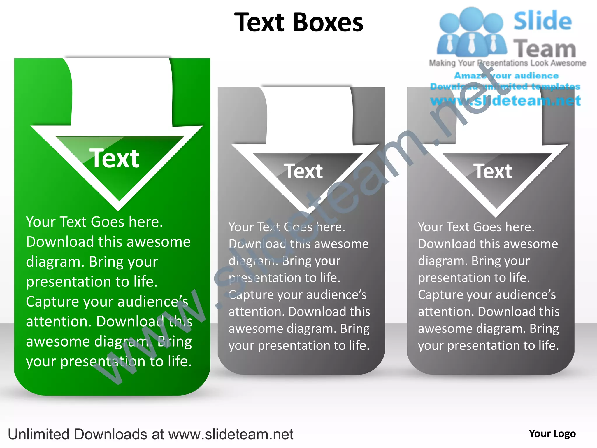 Three stylish text boxes ppt slides presentation diagrams templates | PDF