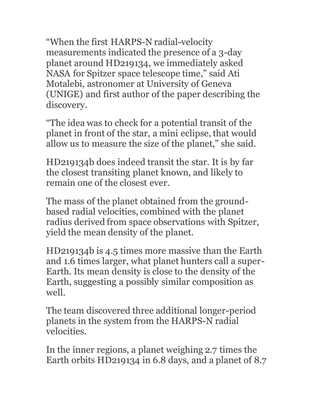 Three super earths found 21 light years from earth | PDF