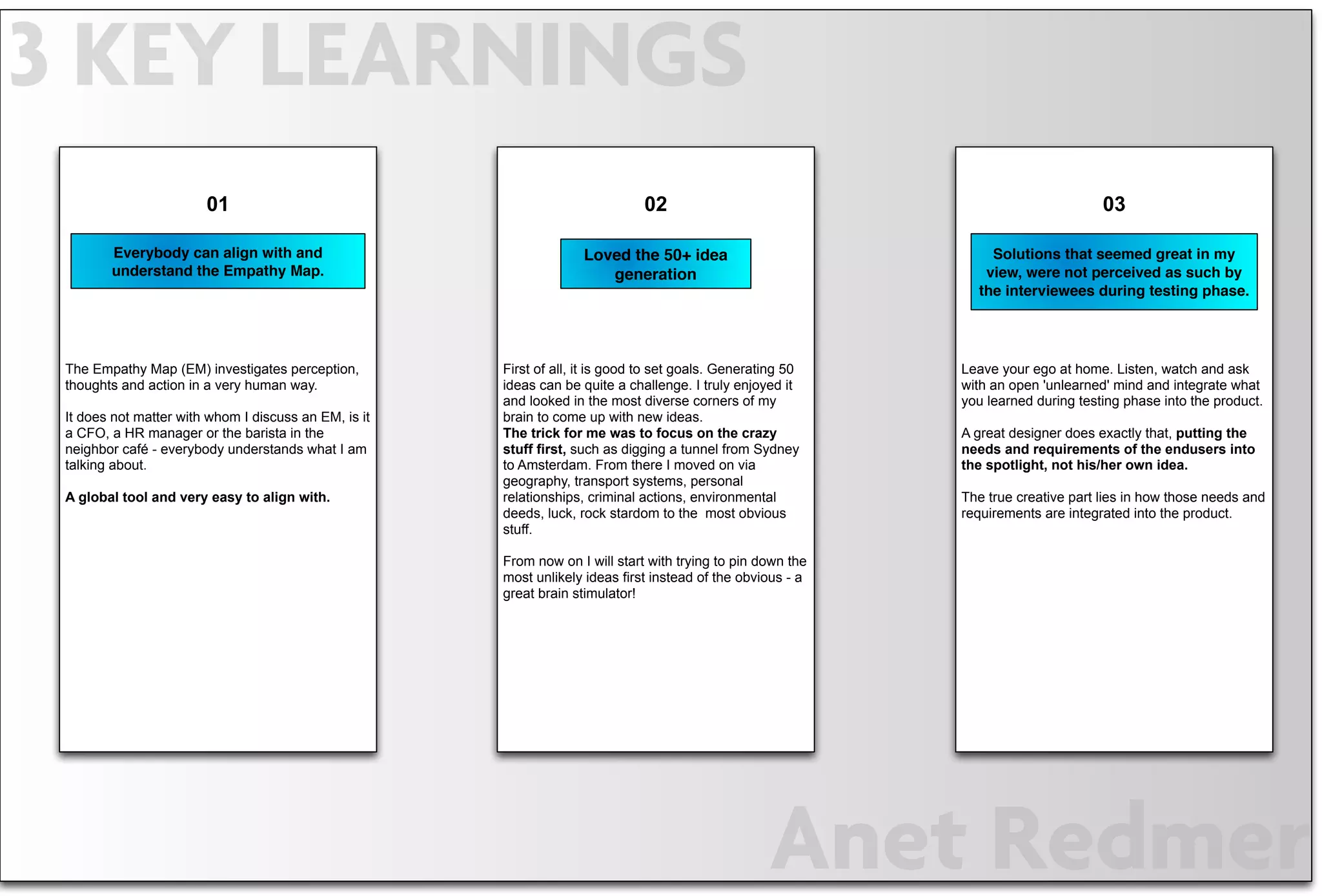 Three take-aways, process map and reflection (3 pages) | PPT