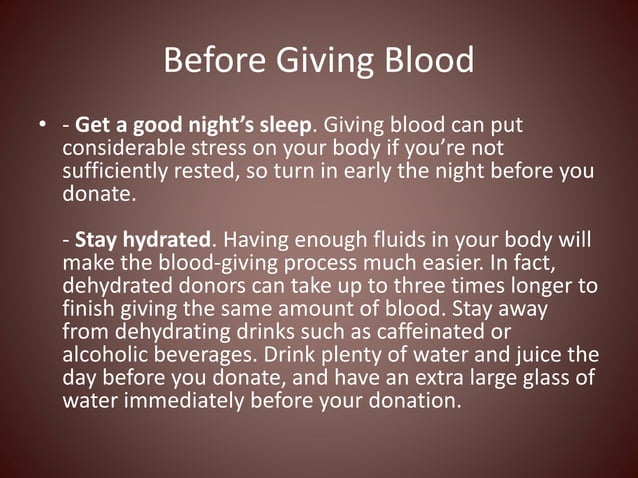 Three Things to Do Before Giving Blood | PPTX
