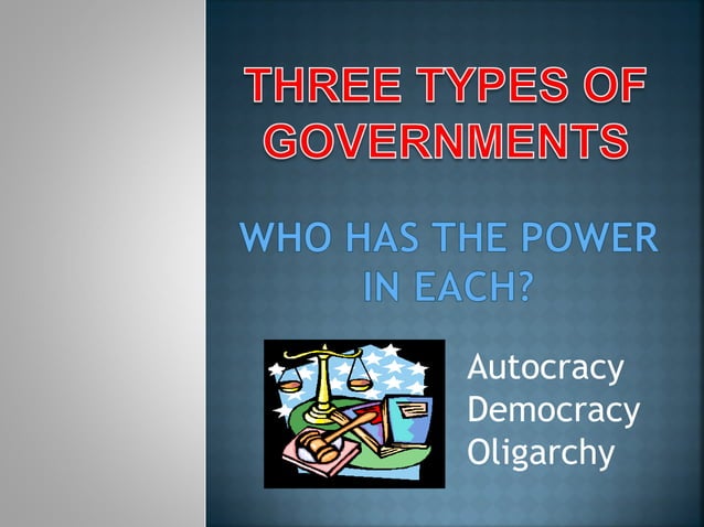 Three types of government and who has the power 2011 12 | PPT