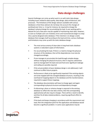 Three Unique Approaches for Dynamic Database Design Challenges- Impetus White Paper | PDF ...