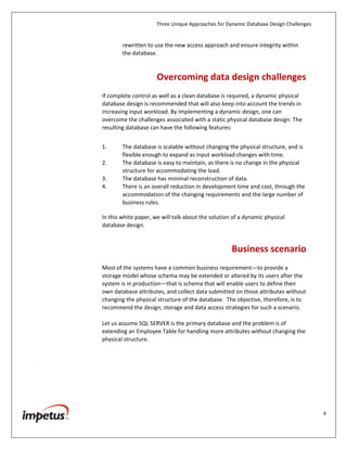 Three Unique Approaches for Dynamic Database Design Challenges- Impetus White Paper | PDF ...