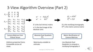 Three View Self Calibration and 3D Reconstruction | PPSX