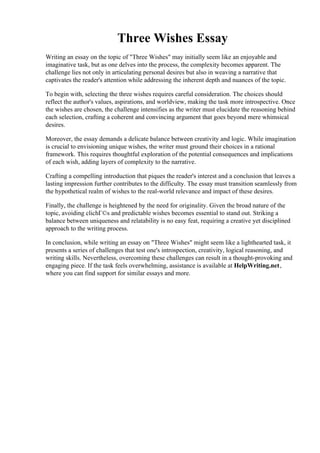 Three Wishes Essay | PDF