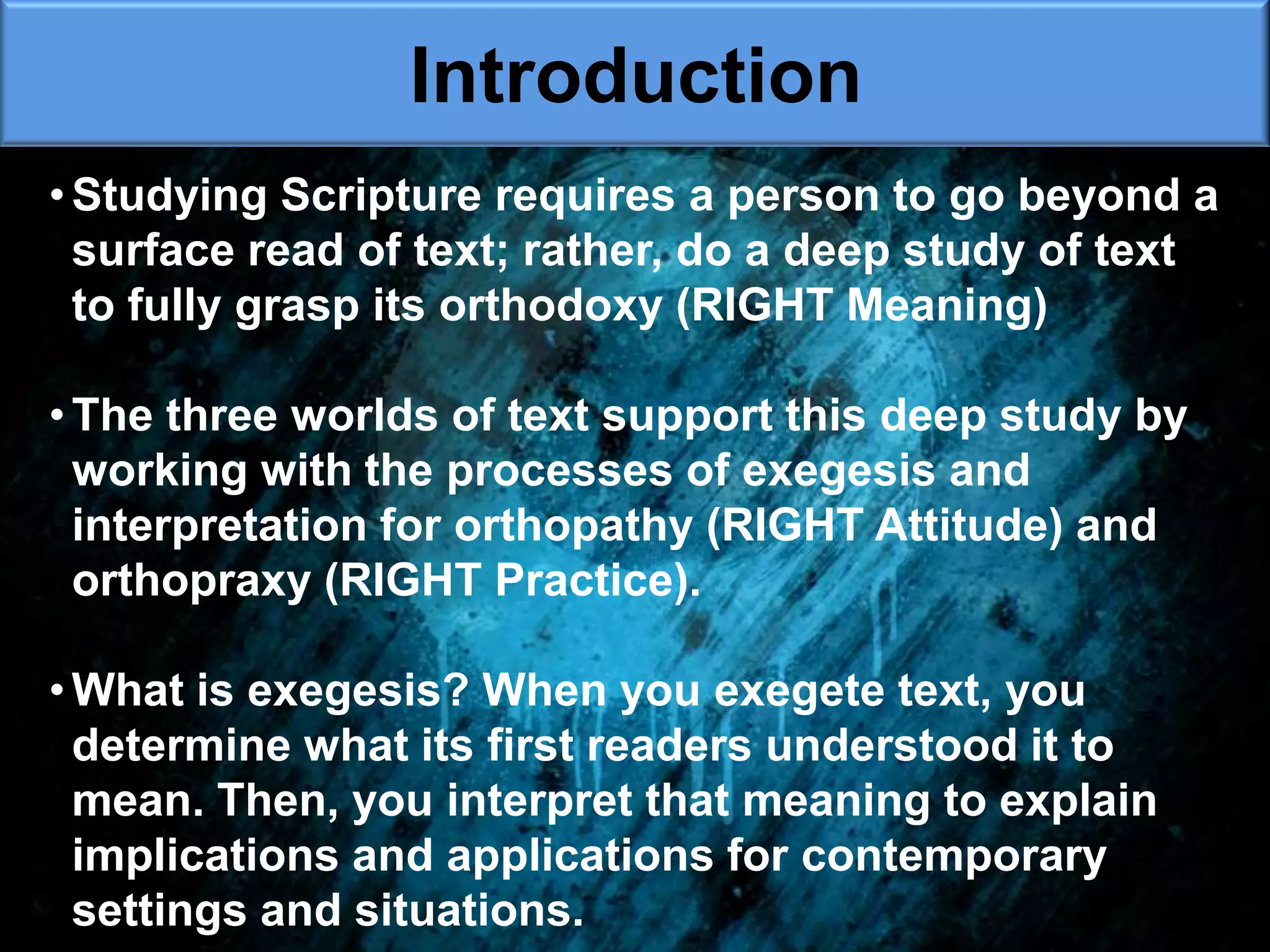 Three Worlds of Text (From All Nations Leadership Institute) | PPTX