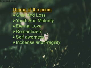 "Three years she grew in sun and shower" by William Wordsworth | PPT