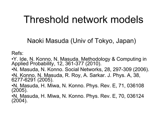 Threshold network models | PPT