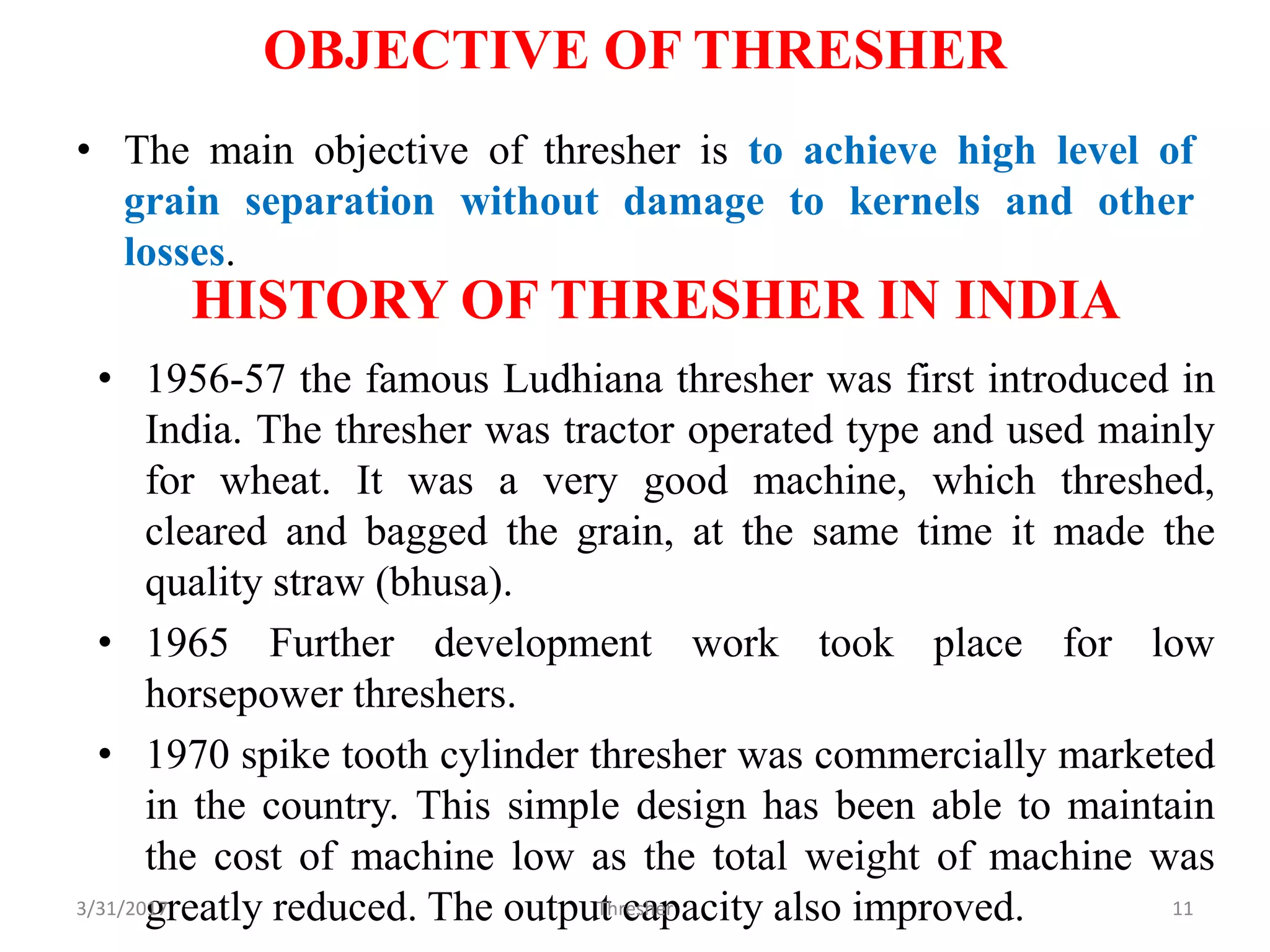 Threshing | PPTX | Agriculture | Industries