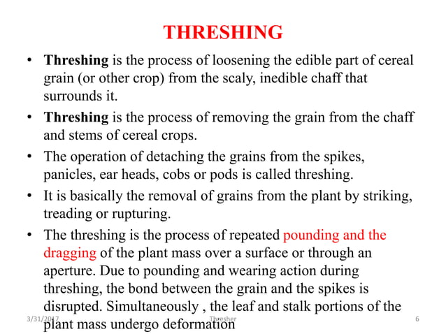 Threshing | PPTX | Agriculture | Industries
