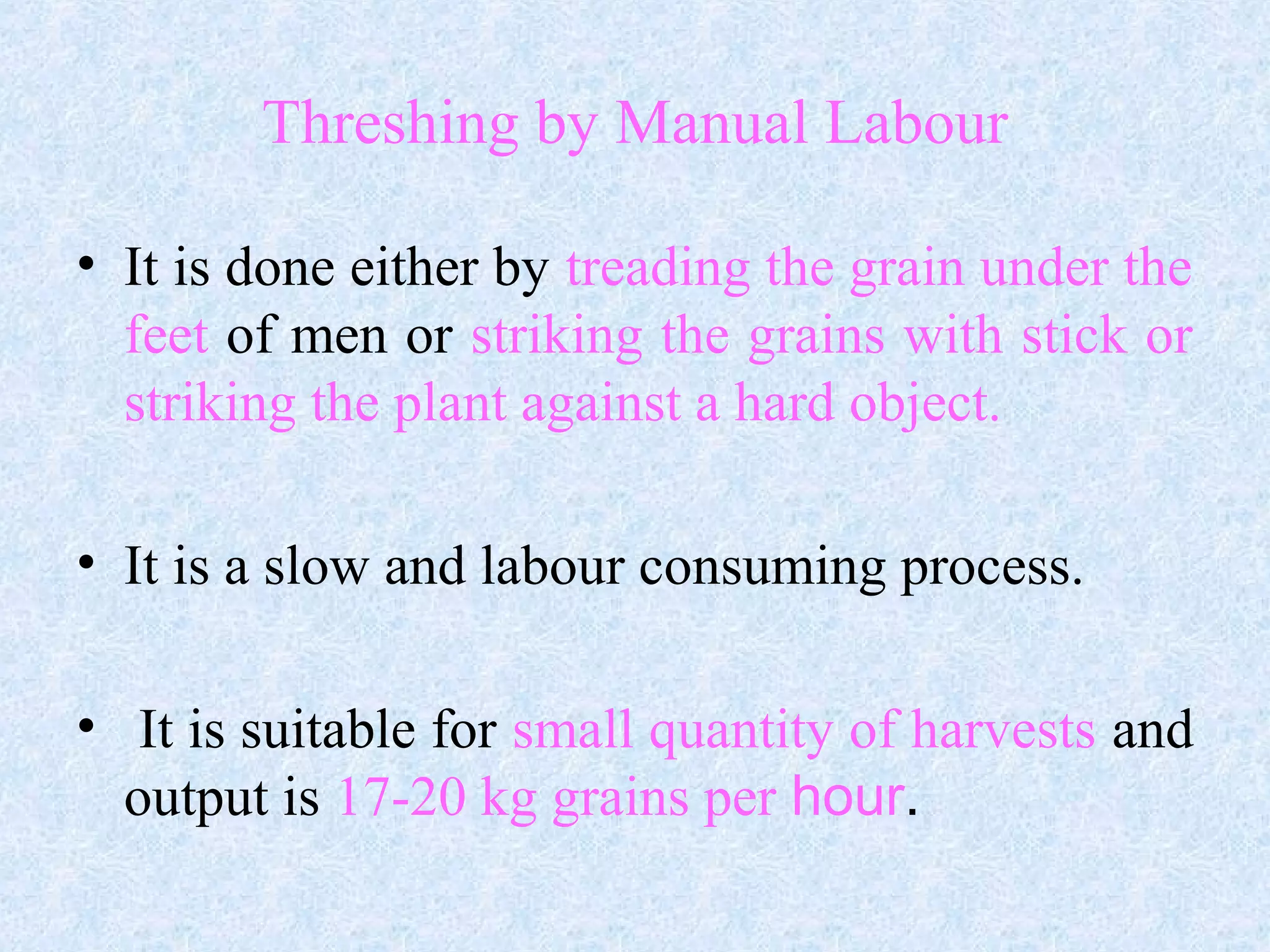 Threshing of food grain crops | PPT