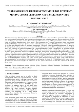Threshold based filtering technique for efficient moving object detection and tracking in video ...