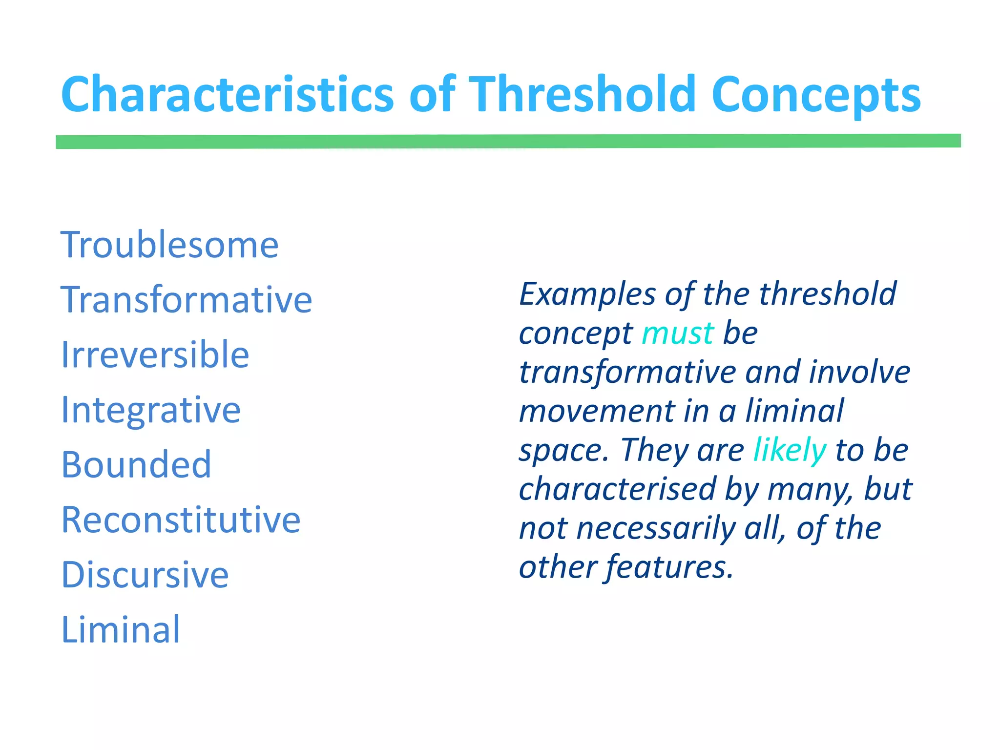 Threshold concepts in higher ed (STLHE2015) | PPTX